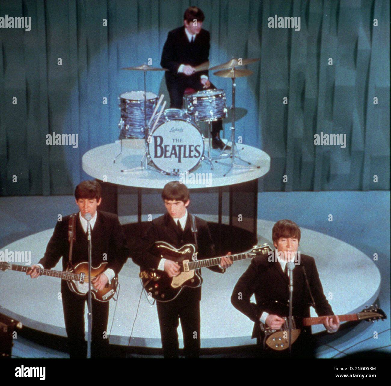 The Beatles perform on the "Ed Sullivan Show" in New York on Feb. 9 ...