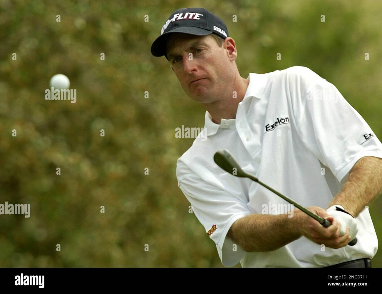 United State's Jim Furyk, chips off to the 7th green on the last day of ...