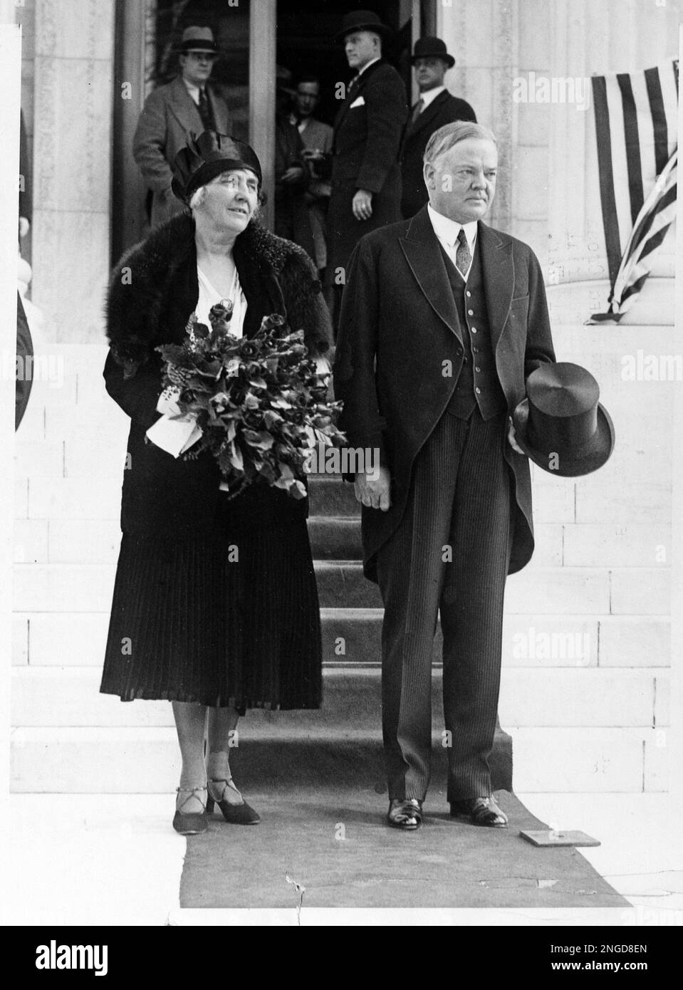 U.S. President Herbert Hoover, right, and first lady Lou Henry Hoover ...
