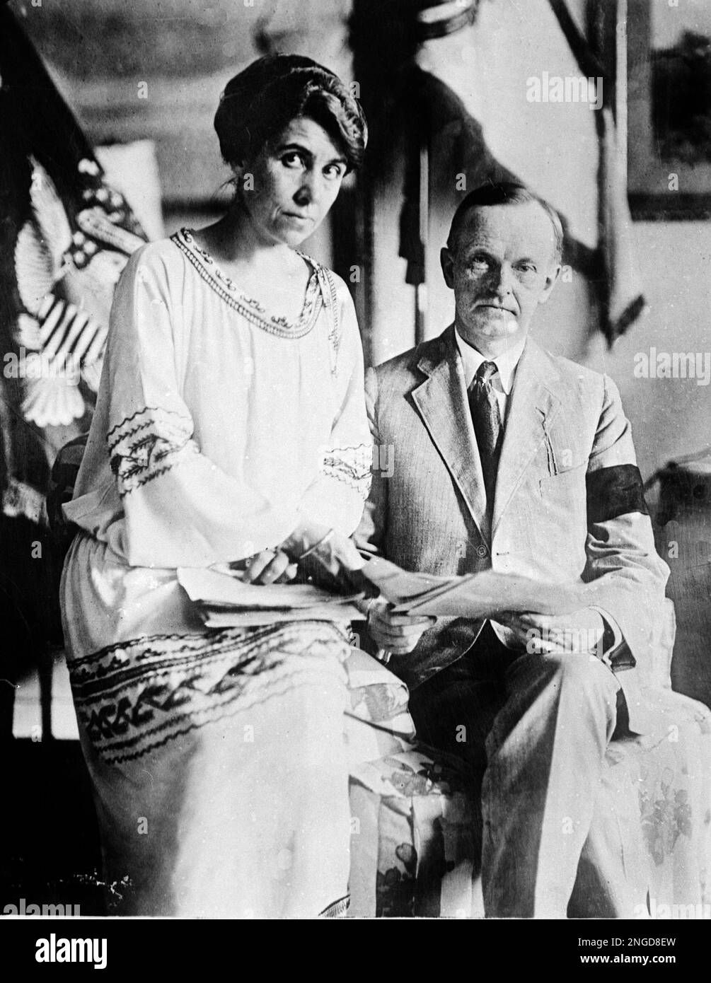 U.S. President Calvin Coolidge, right, and his wife first lady Grace ...