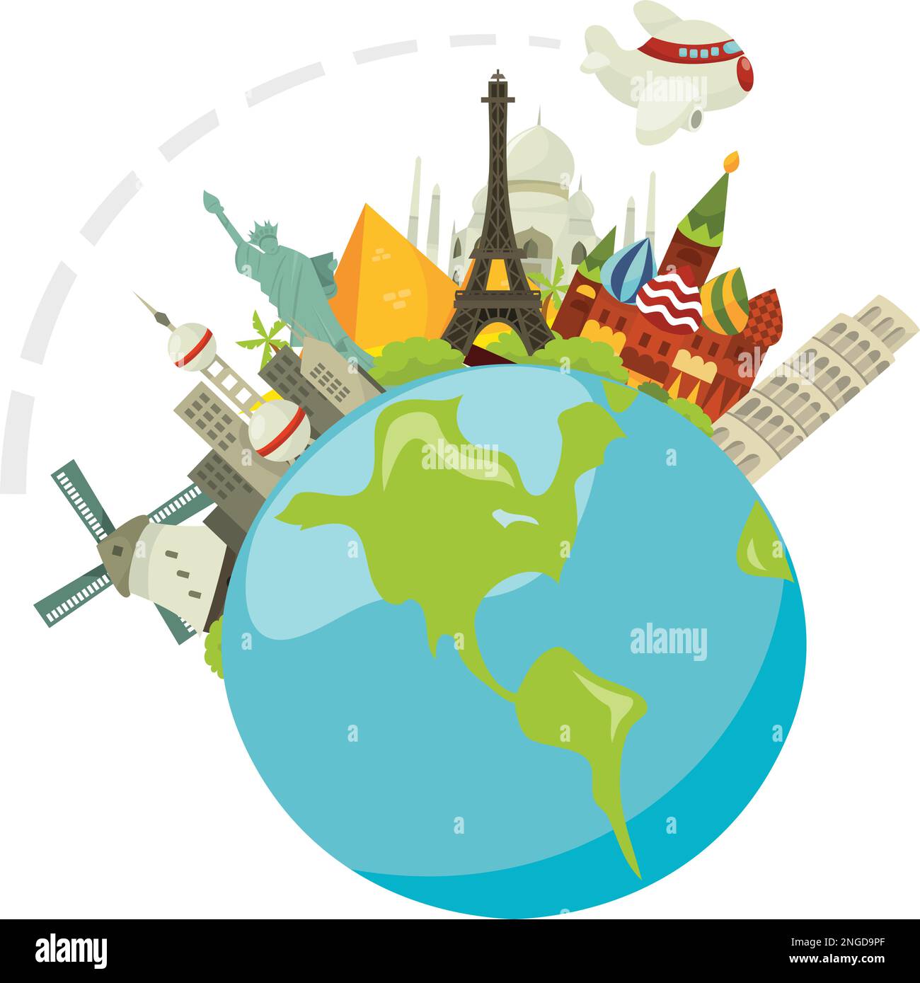 A cartoon vector illustration of a travel concept called globetrotting ...