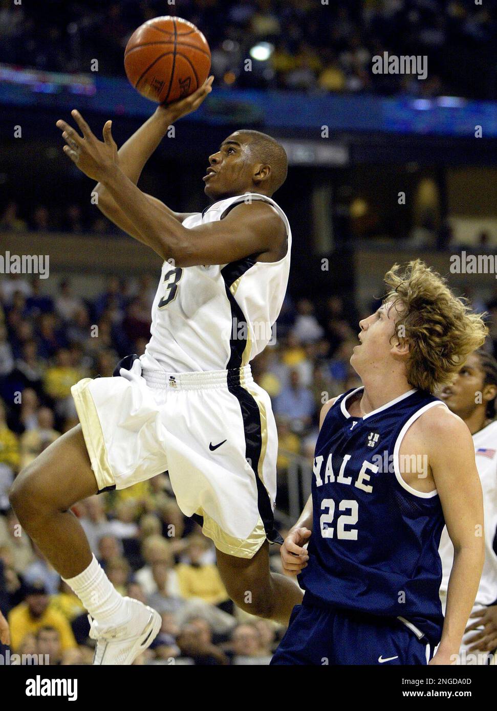 Wake Forest's Chris Paul (3) drives past Yale's Eric Flato (22) during ...