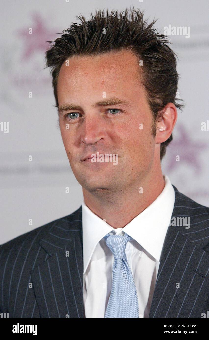 Matthew Perry poses for photographers on the red carpet before entering ...