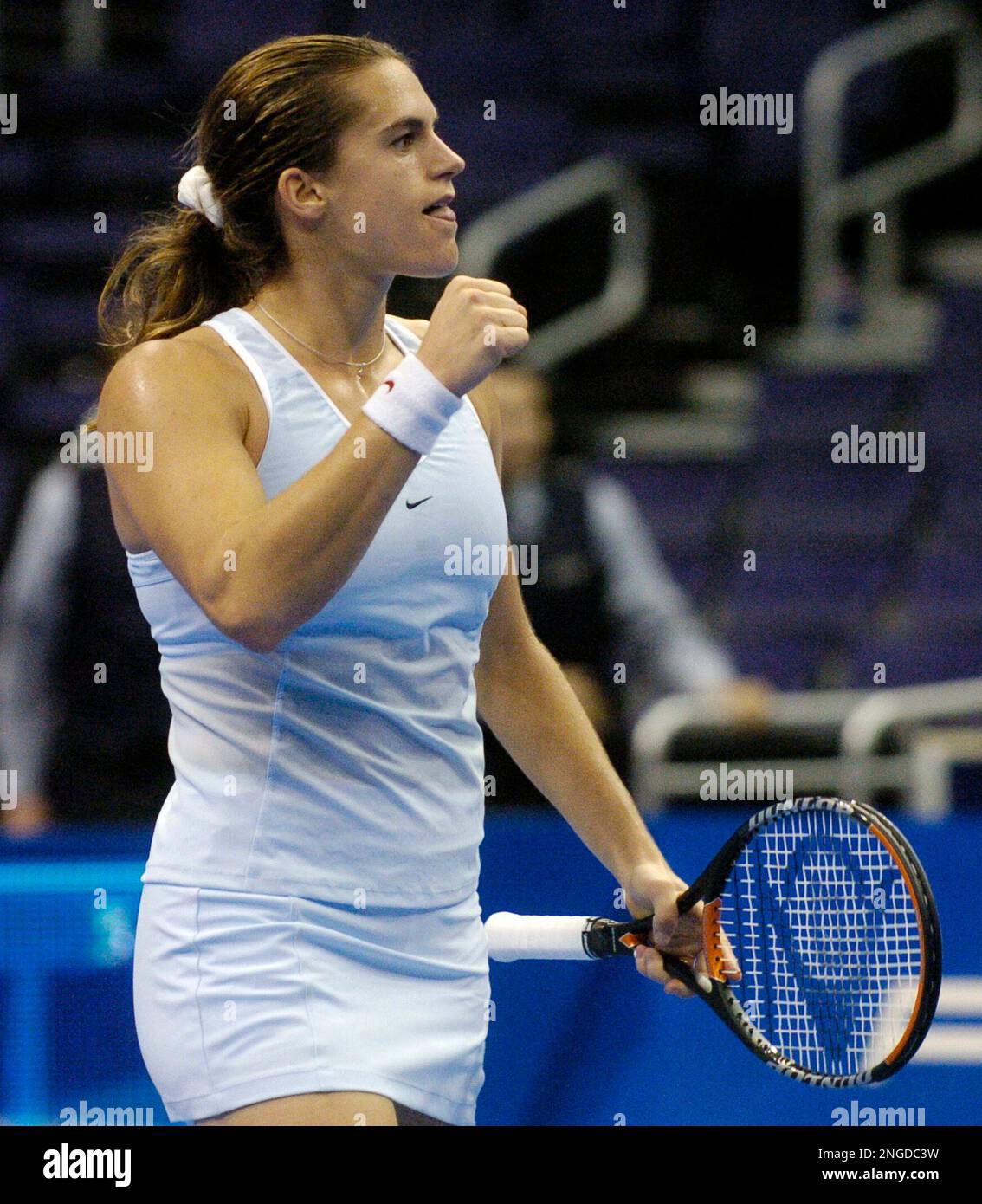 Amelie Mauresmo of France celebrates her 6-3, 6-2 win over Svetlana ...