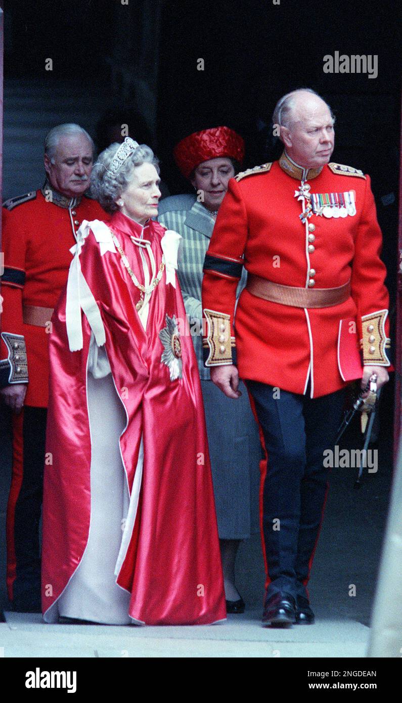 Britain's Princess Alice, Duchess of Gloucester, left, leaves ...