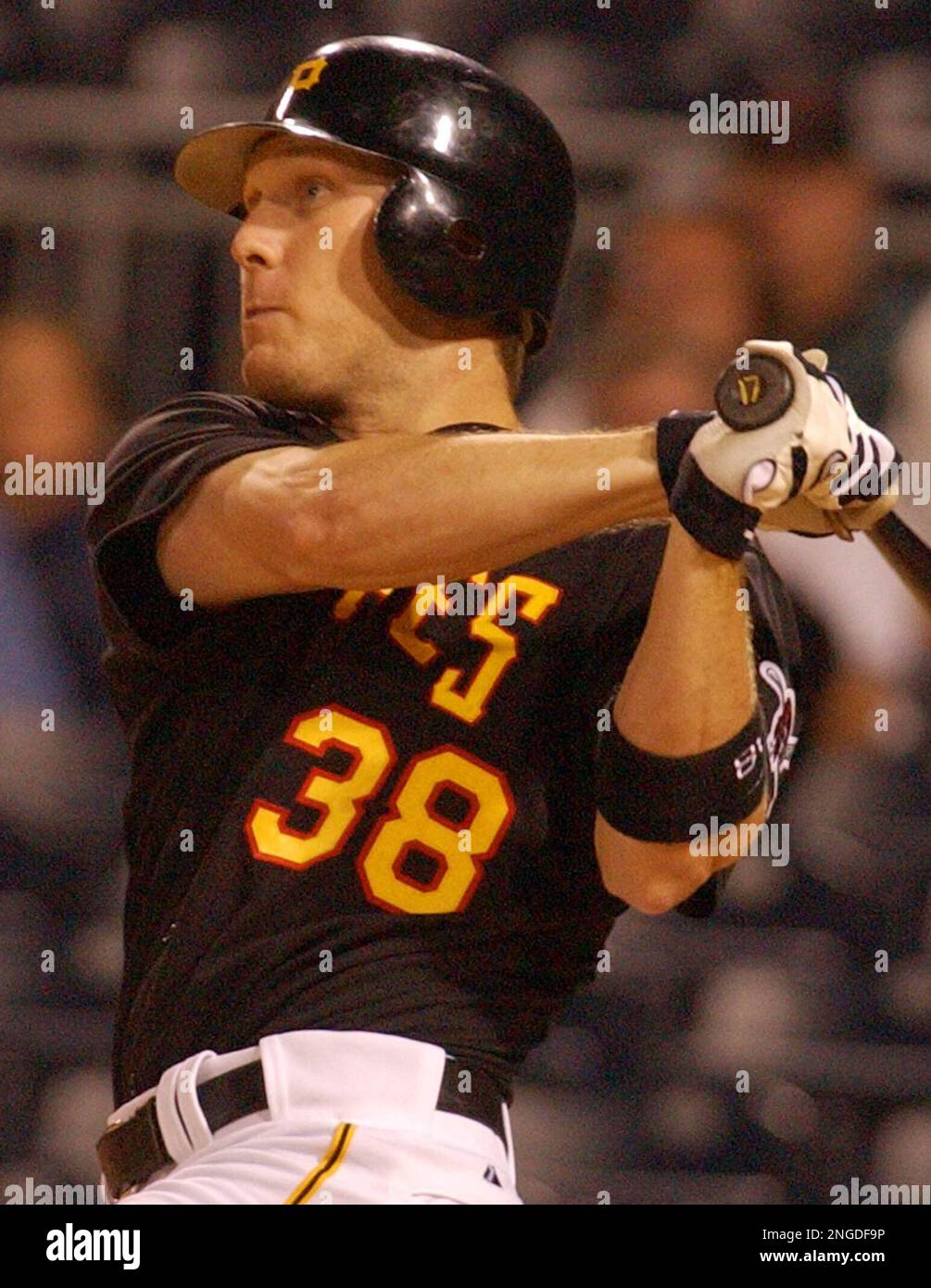 ** FILE ** Pittsburgh Pirates' Jason Bay follows through on a double ...