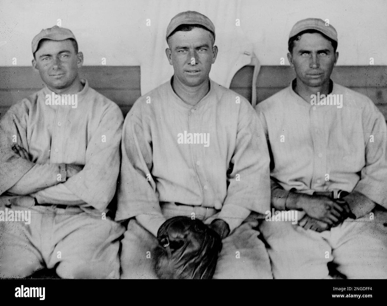 Boston Red Sox outfielders, from left, Duffy Lewis, Tris Speaker and ...