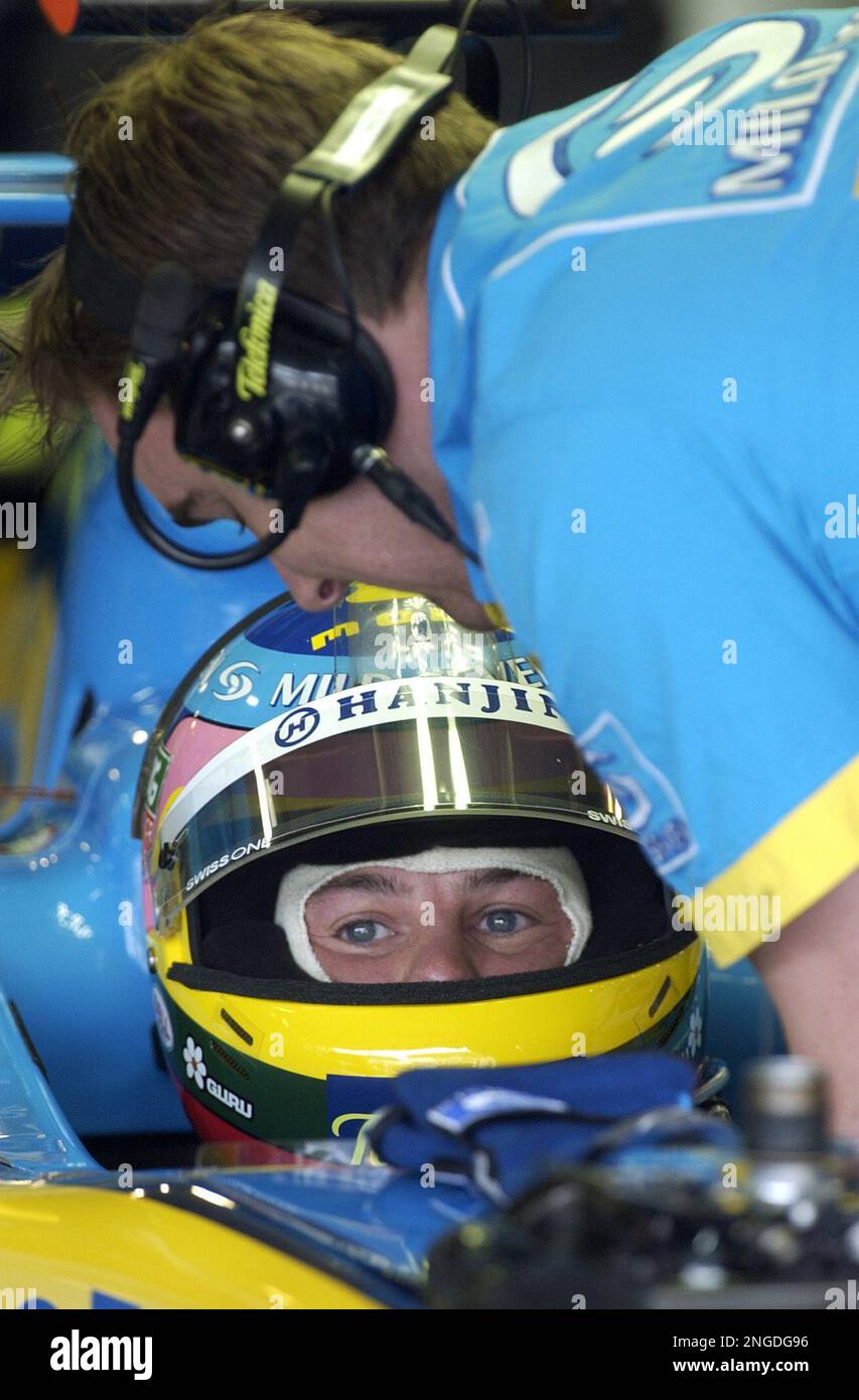 Canadian Jacques Villeneuve gets ready for practice at the Interlagos ...