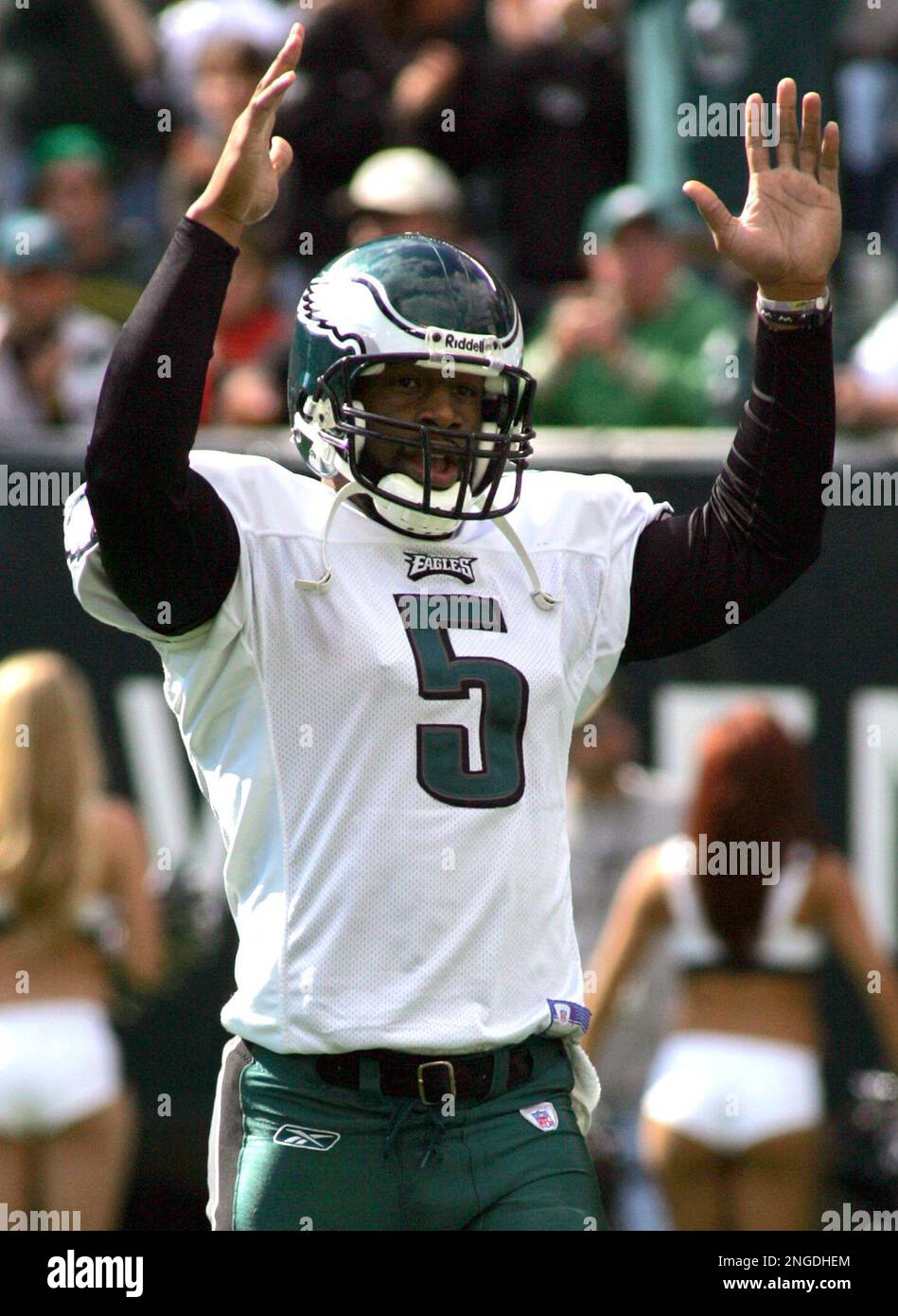 Philadelphia Eagles quarterback Donovan McNabb celebrates after Eagles ...