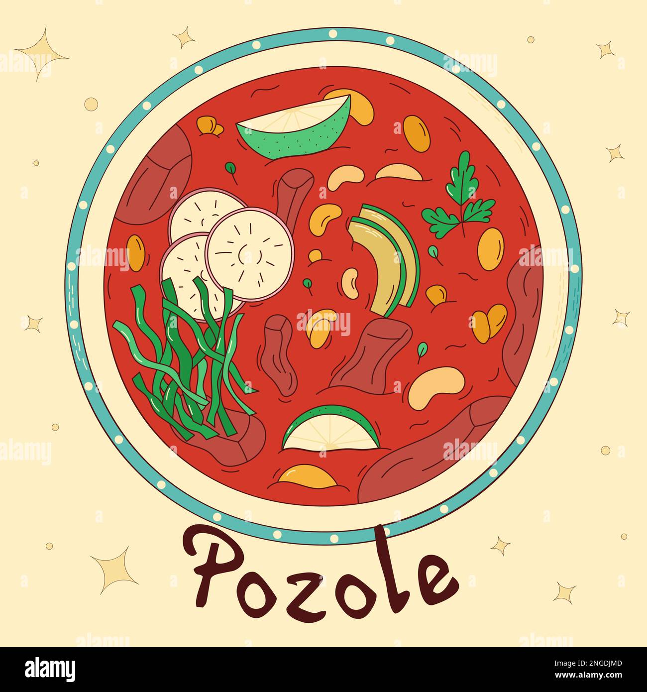 Mexican traditional food. Pozole Vector illustration Stock Vector Image ...