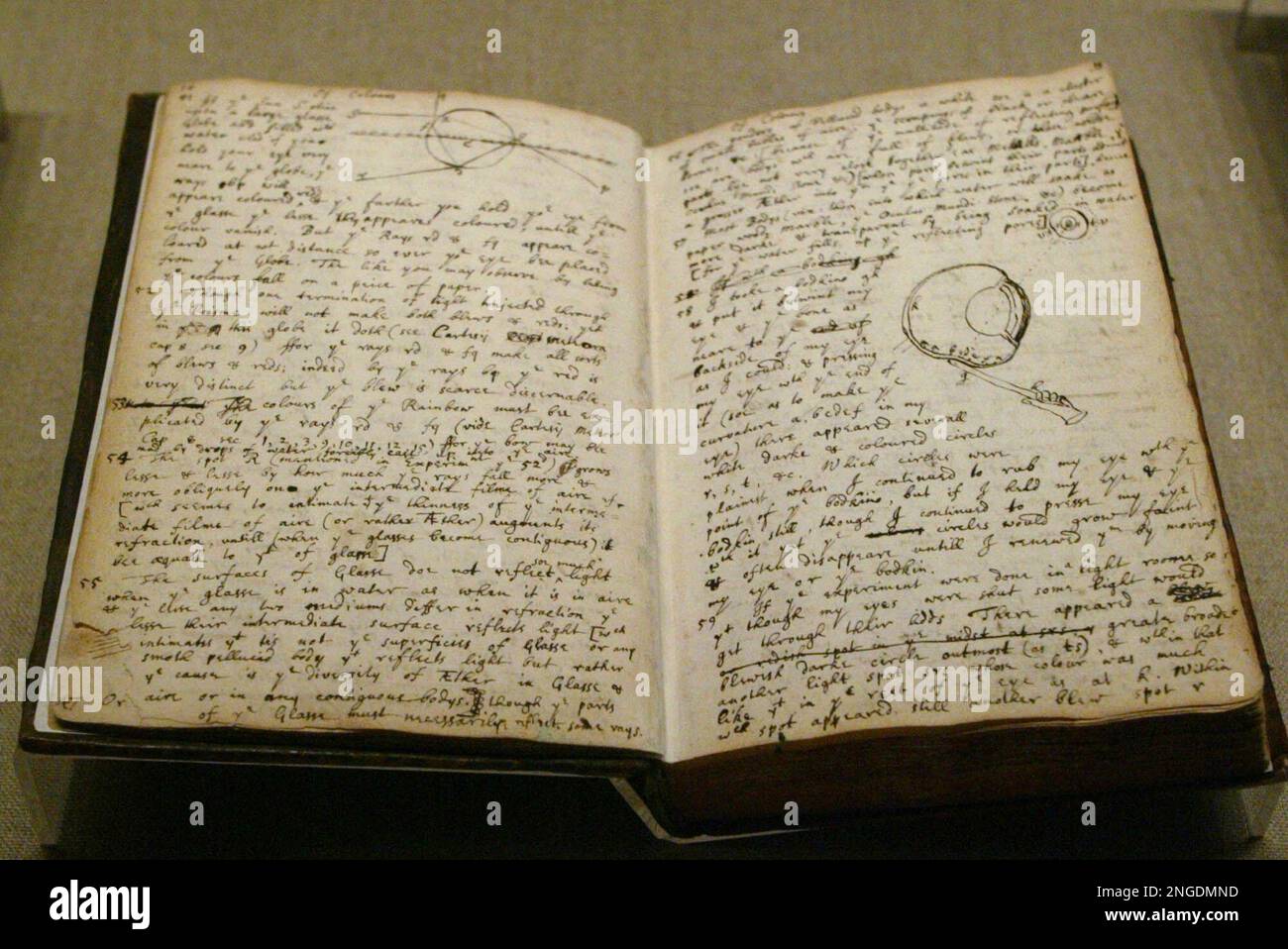 A notebook belonging to Isaac Newton describing an experiment he ...