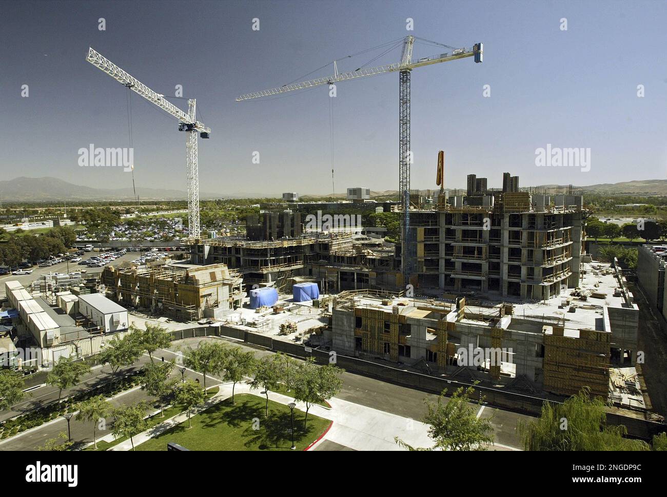 An 18-story, twin tower high-rise is seen under construction Tuesday ...