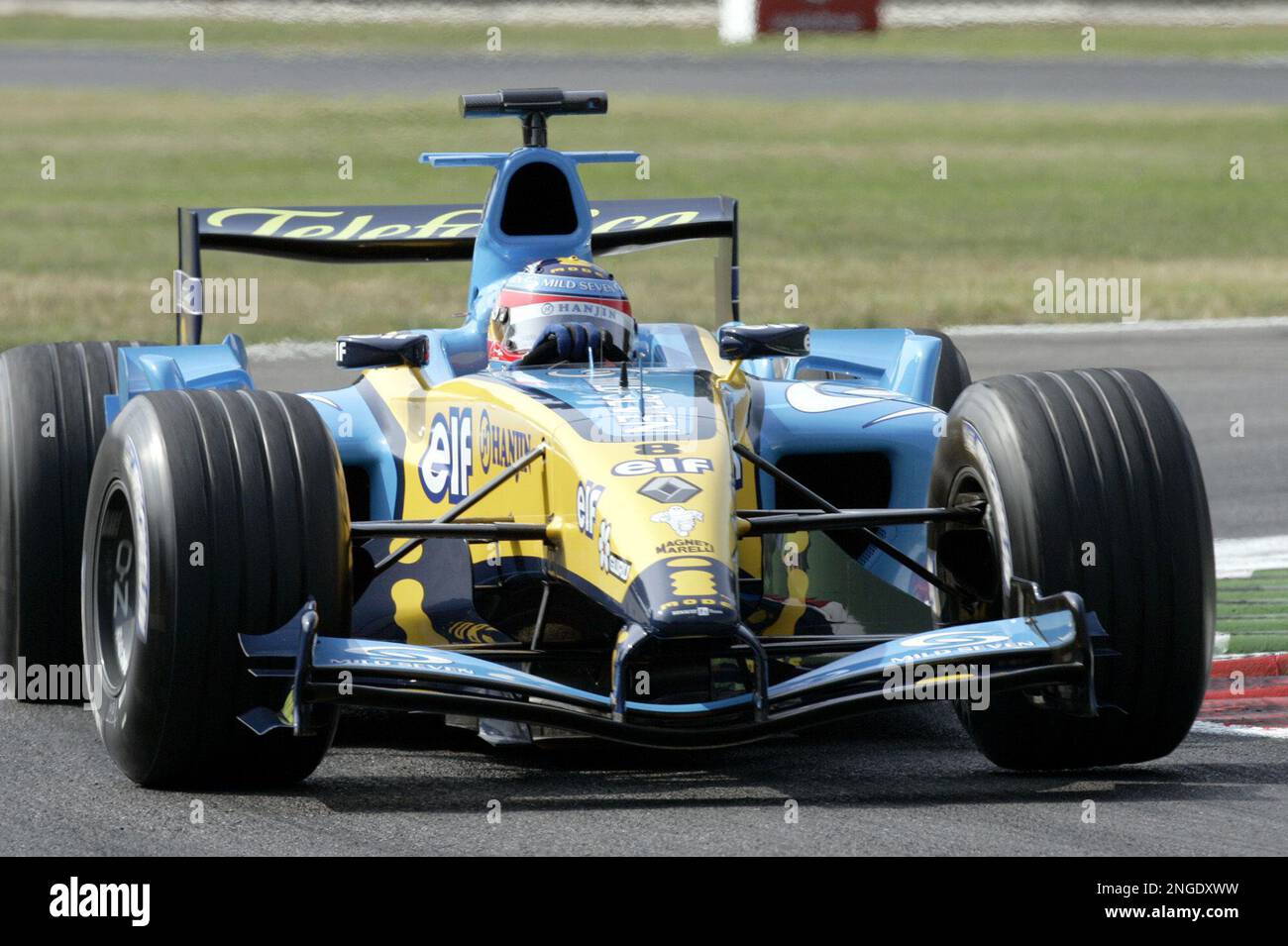 Spain's Fernando Alonso steers his Renault during practice for the F1 ...