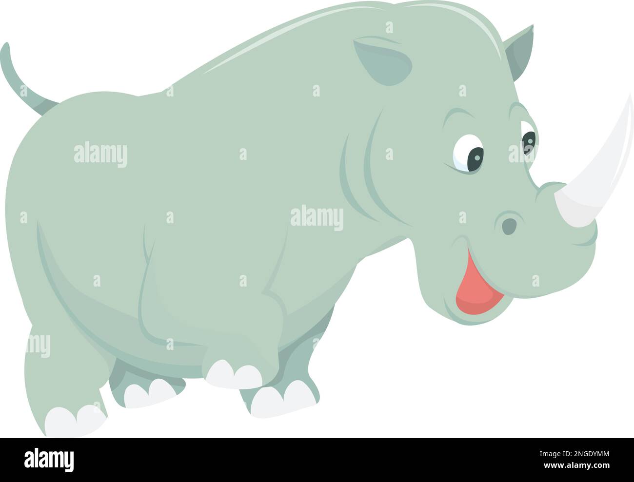 A cartoon vector illustration of a cute rhinoceros Stock Vector Image ...