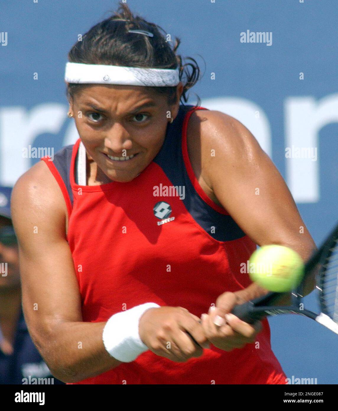 Paola Suarez, of Argentina, makes a return against Shinobu Asagoe, of ...