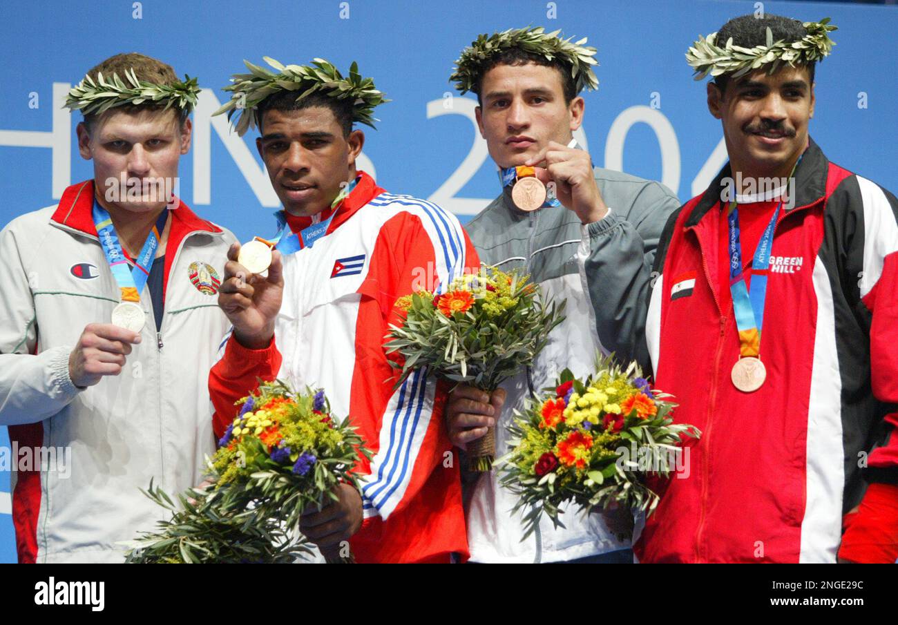Medalists of the heavyweight boxing final in the 2004 Athens Summer ...