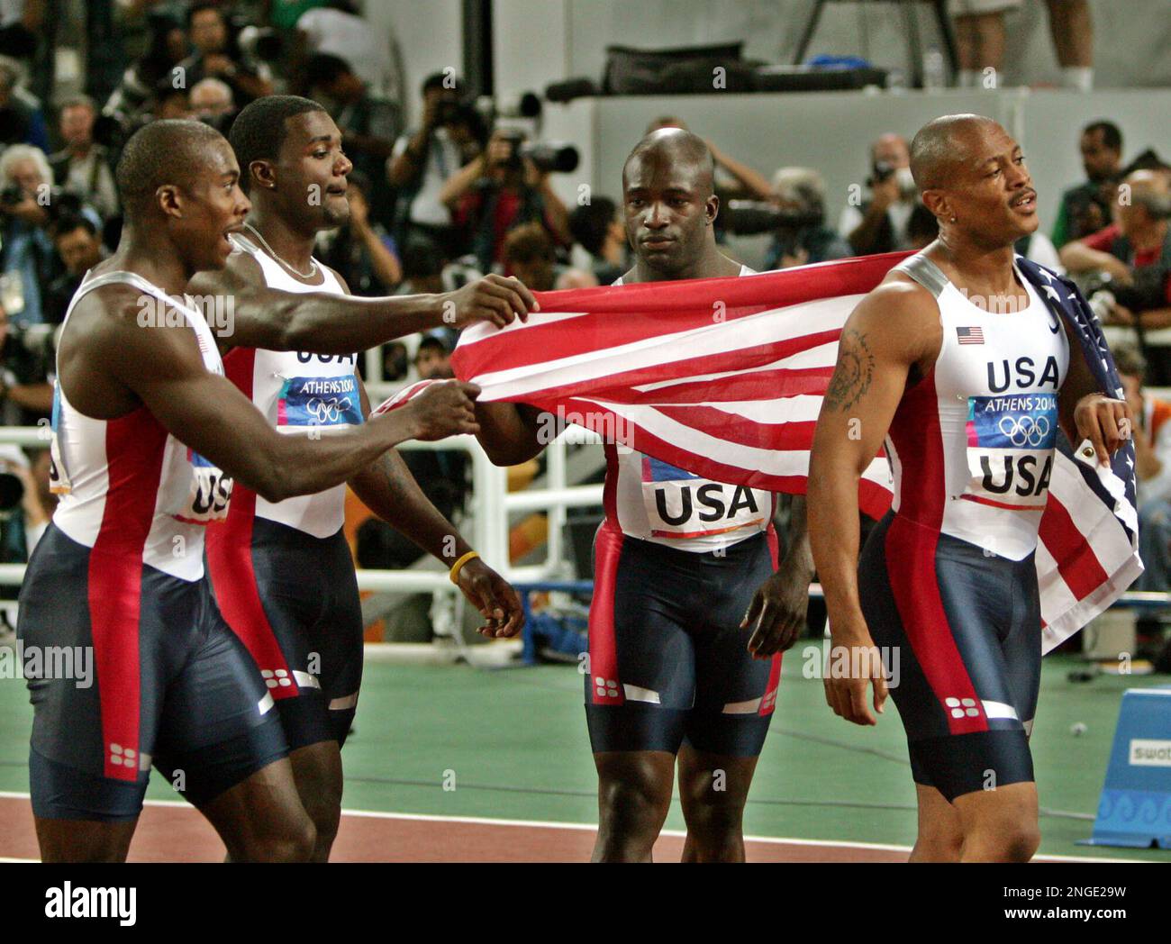 From left, Shawn Crawford, Jason Gatlin, Coby Miller, and Maurice ...