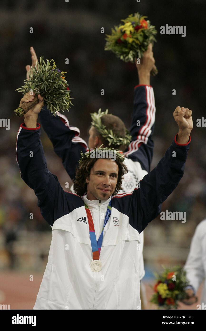 Silver-medalist Toby Stevenson of the United States smiles during the ...