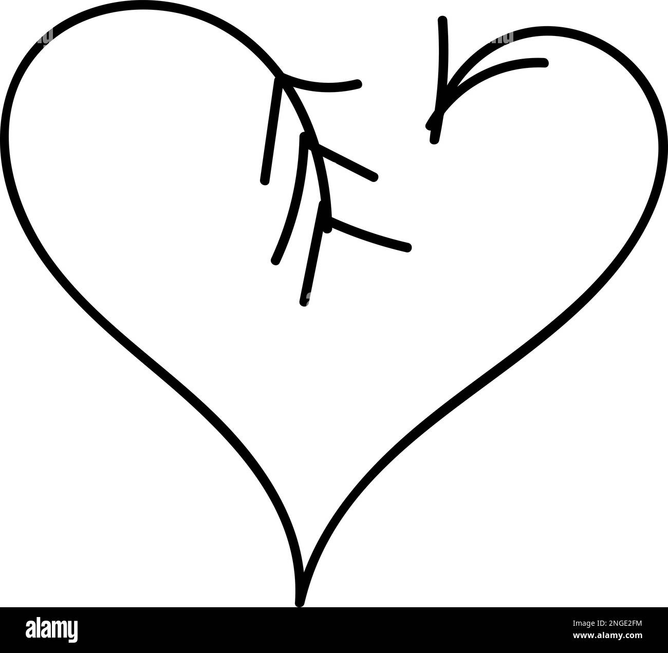 Heart, arrow, doodle picture. Hand drawn, vector illustration. Symbol ...