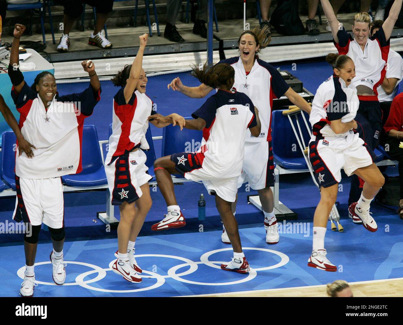 USA's bench dances during the final minutes of the women's gold medal ...