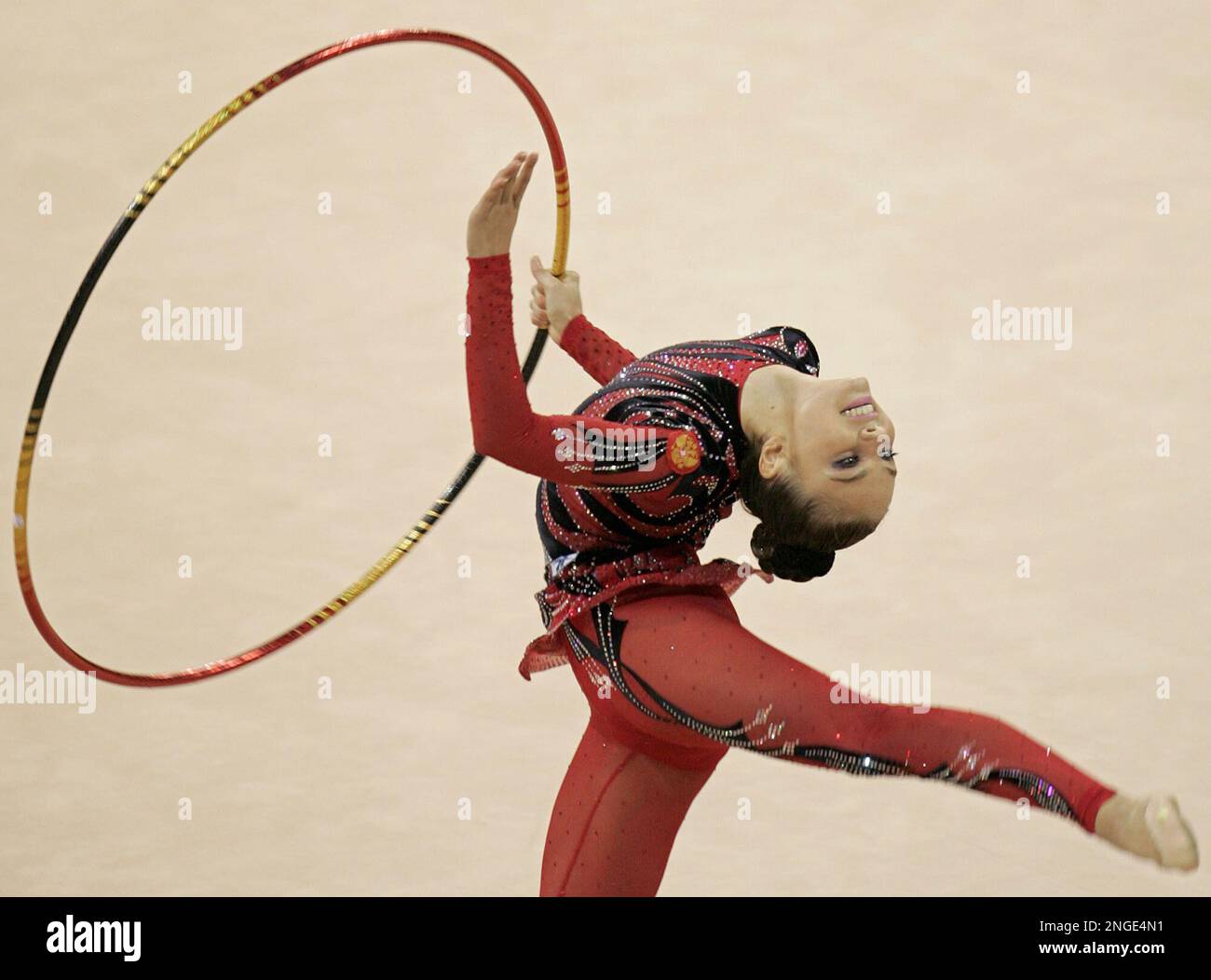 Russia's Alina Kabaeva performs with hoop during the individual all ...
