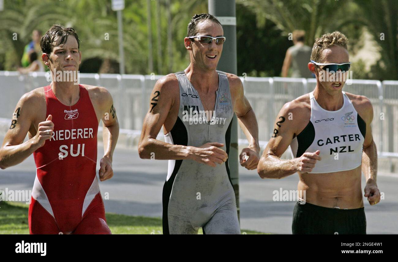 Switzerland's Sven Riederer, New Zealand's Bevan Docherty and New ...