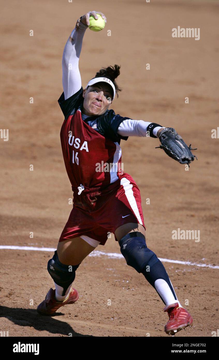 United States pitcher Lisa Fernandez throws against Australia Monday ...
