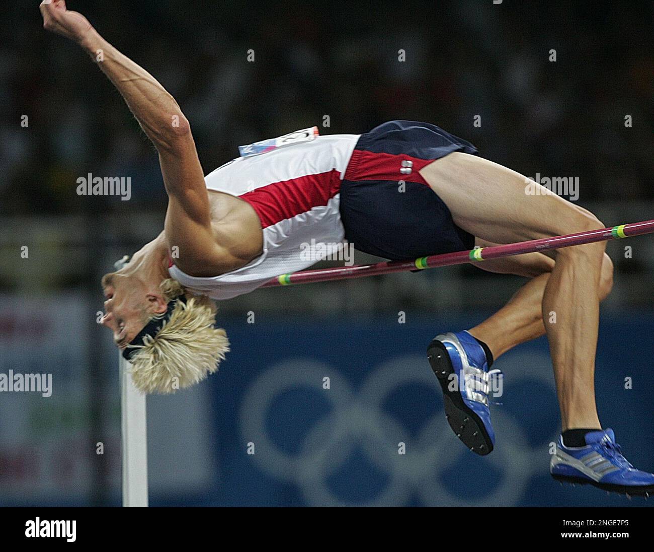 Matt Hemmingway of the US clears the bar on his way to winning the ...
