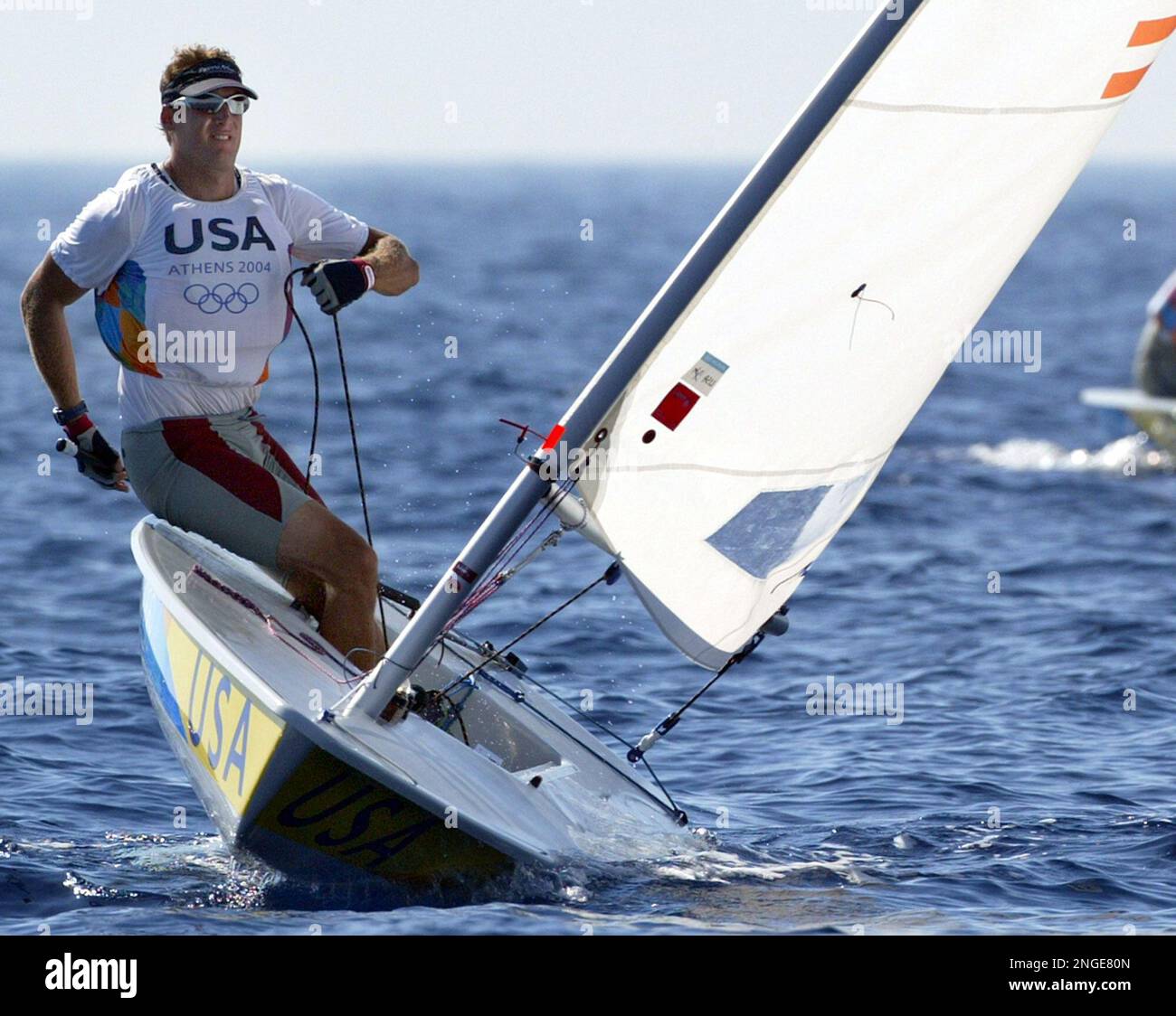 U.S. sailor Mark Mendelblatt competes during the Men's single-handed ...