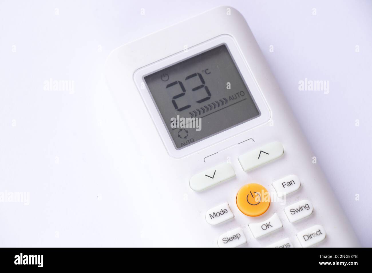 white remote control from air conditioner on a white background Stock ...