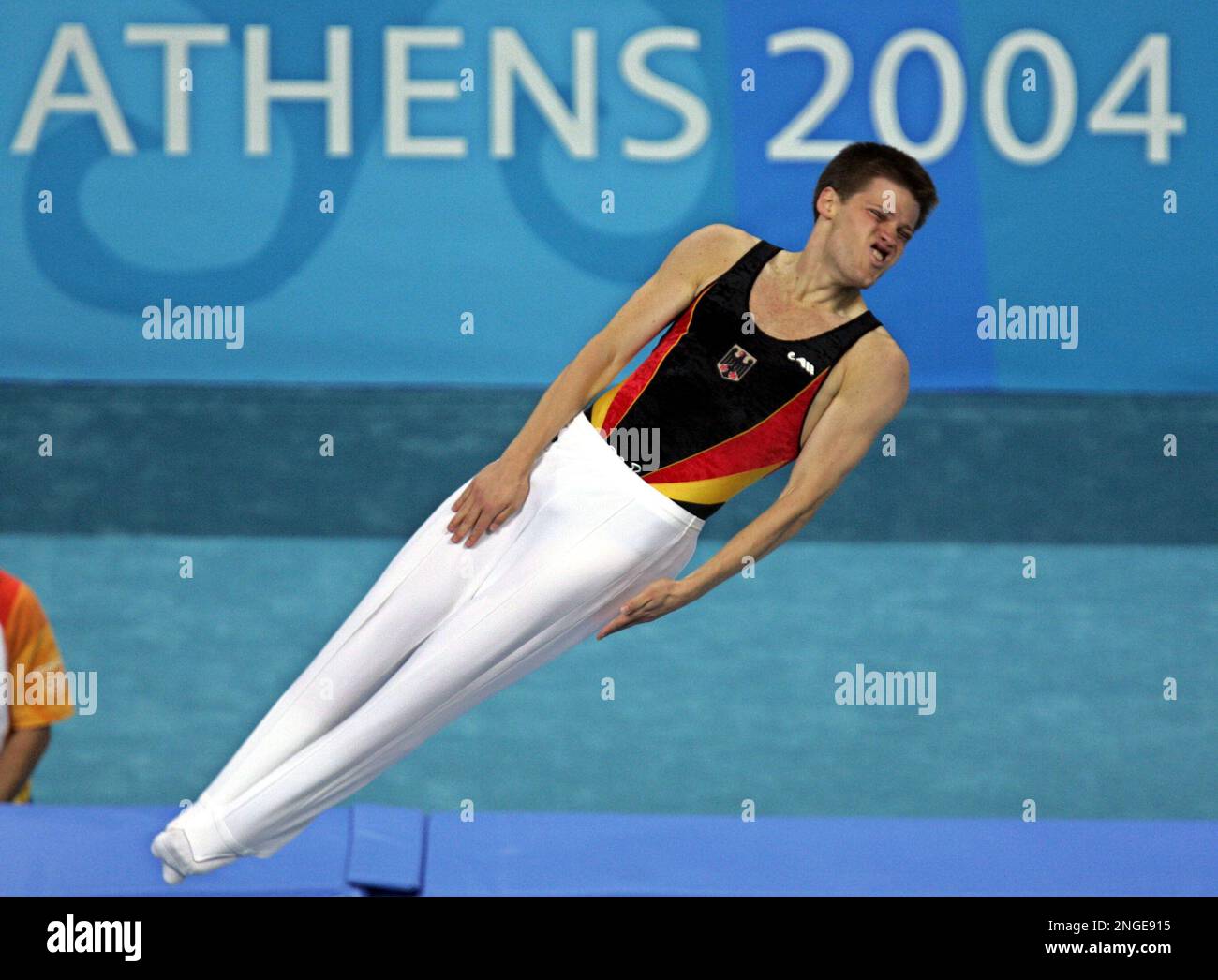 Henrik Stehlik of Germany competes during the men's trampoline ...