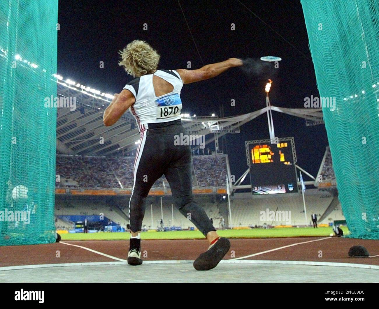 Germany's Franka Dietzsch throws during the women's discus of the 2004 ...