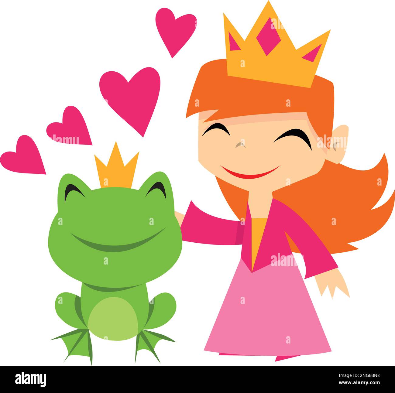 A cartoon vector illustration of a cute frog prince in love with a ...