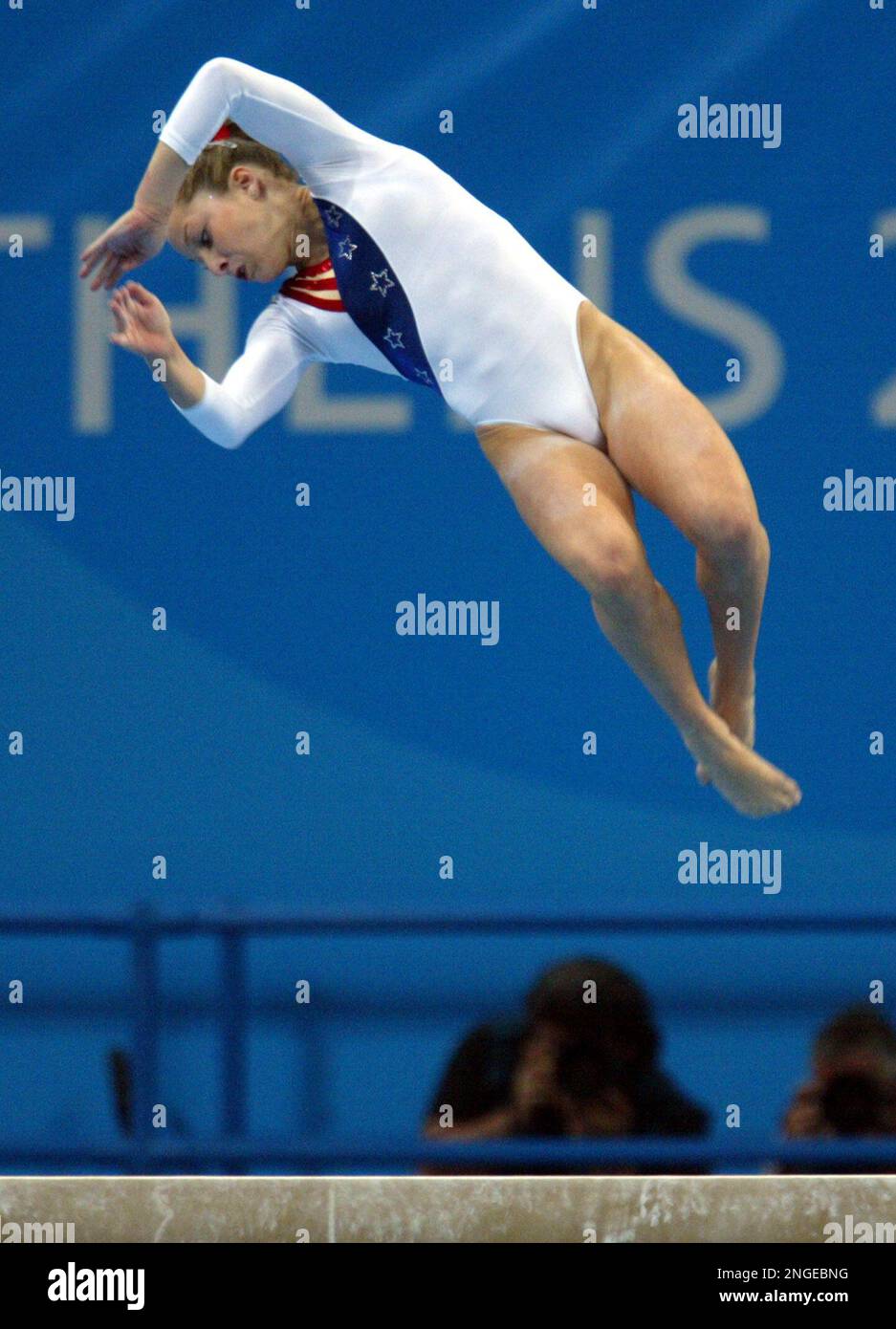 Carly Patterson of the United States competes in the balance beam ...