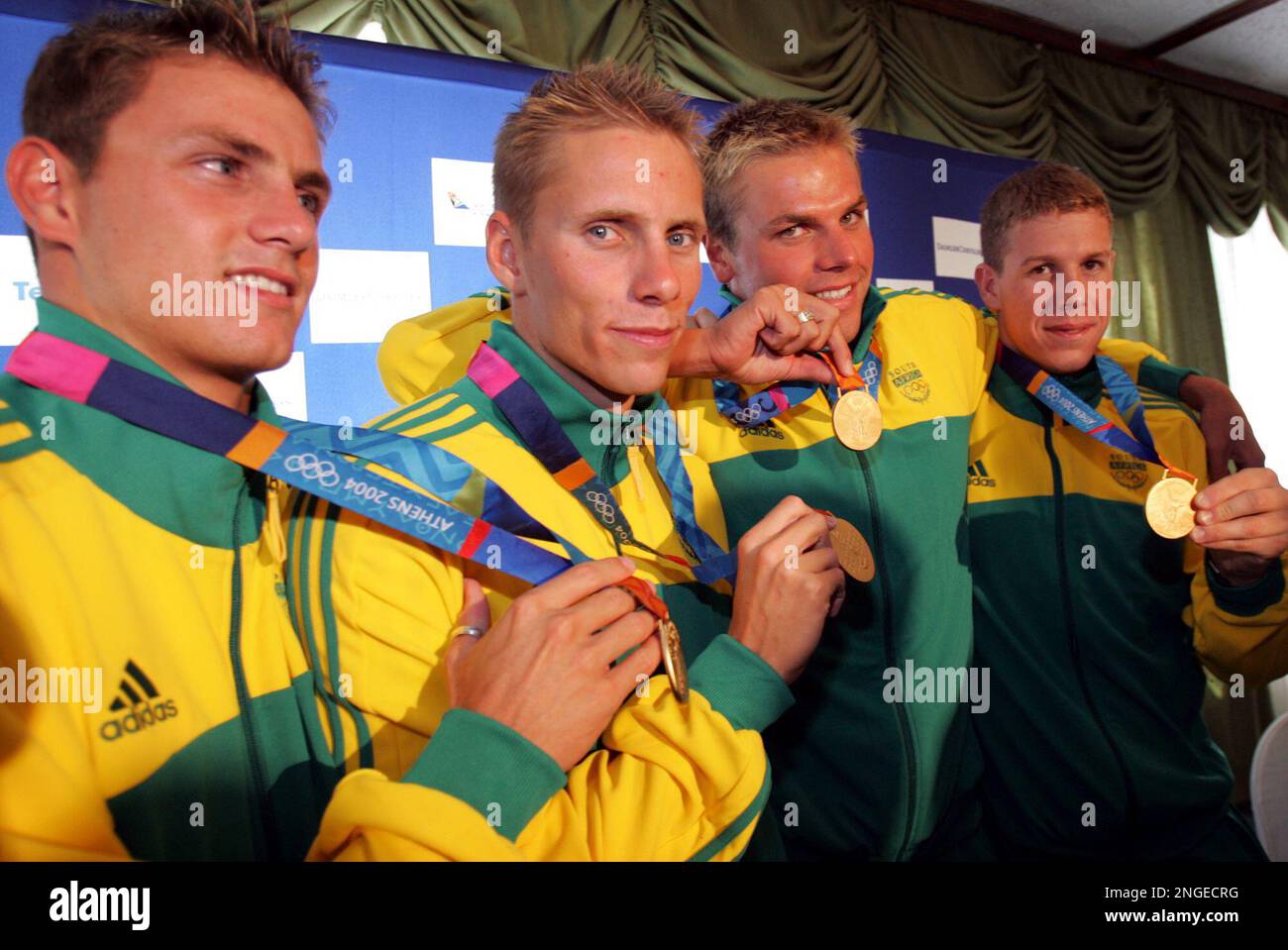 South African swimmers who won gold medals for the 4x100m freestyle ...