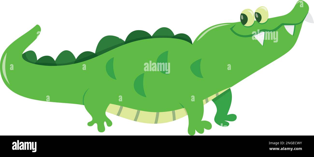 A cartoon vector illustration of a cute green crocodile Stock Vector ...