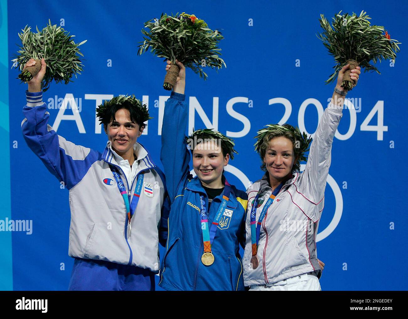 Serbia and Montenegro's Jasna Sekarick, Ukraine's Olena Kostevych and ...