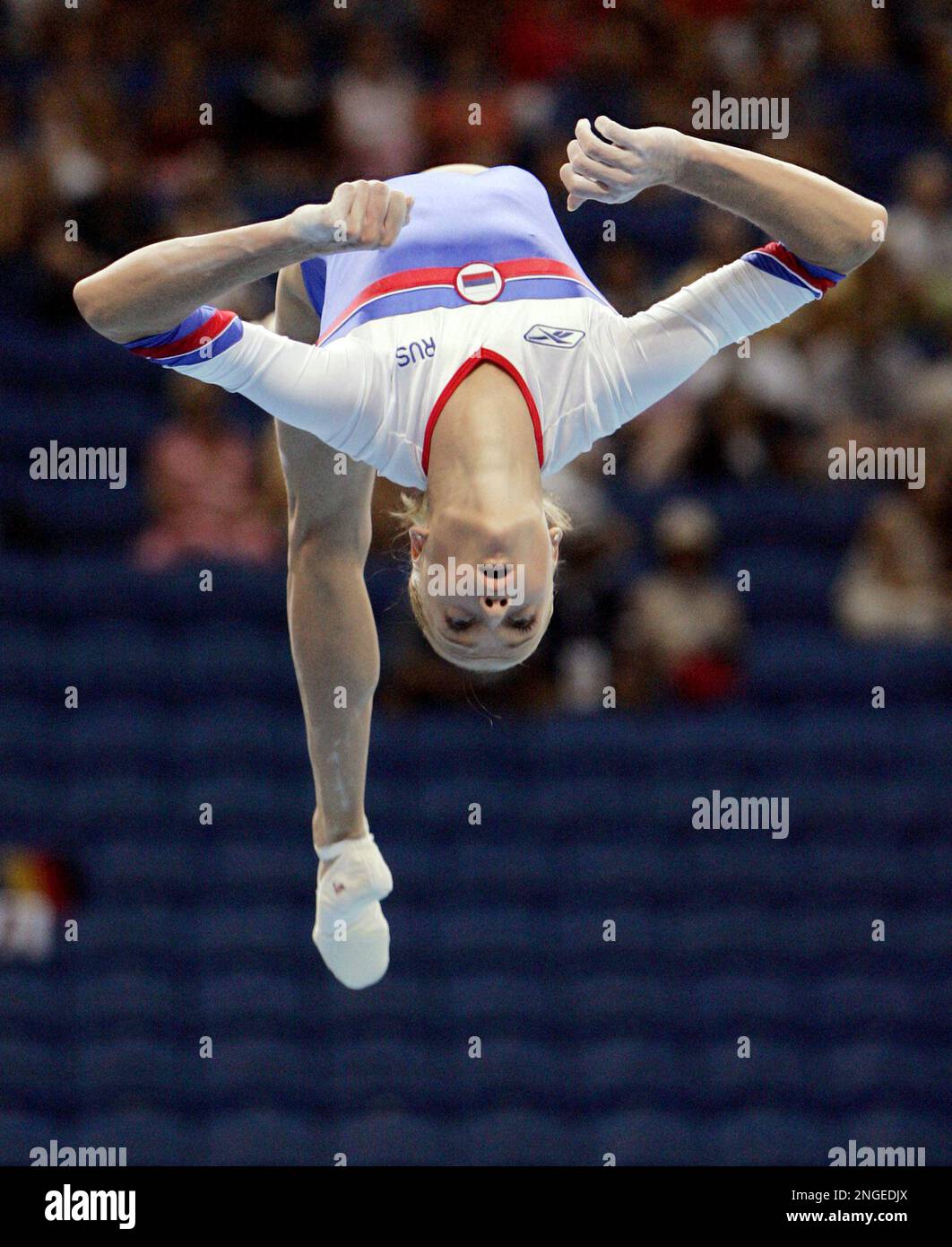 Russias Svetlana Khorkina Performs Her Routine On The Balance Beam