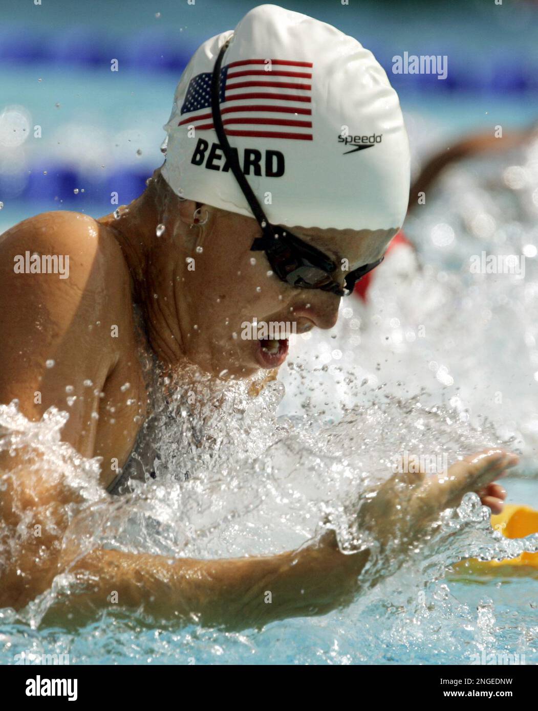 Amanda Beard, of the United States, swims in a qualifying heat of the ...