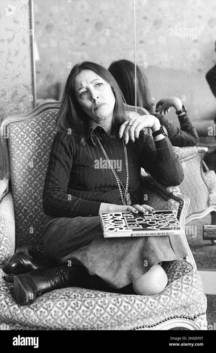 Italian journalist Oriana Fallaci is shown with her latest book ...