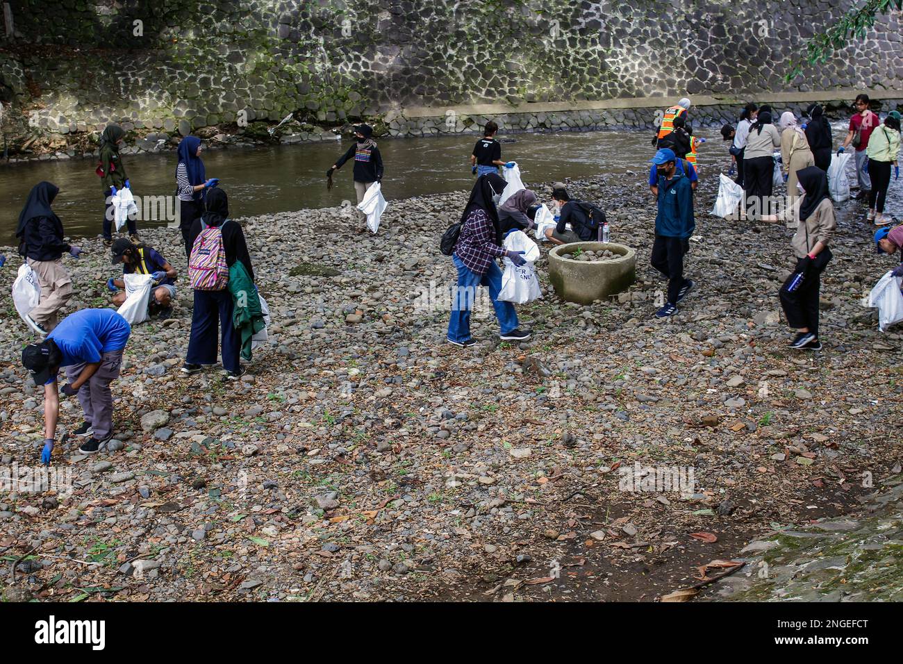 Bandung, West Java, Indonesia. 18th Feb, 2023. Members of River Clean ...