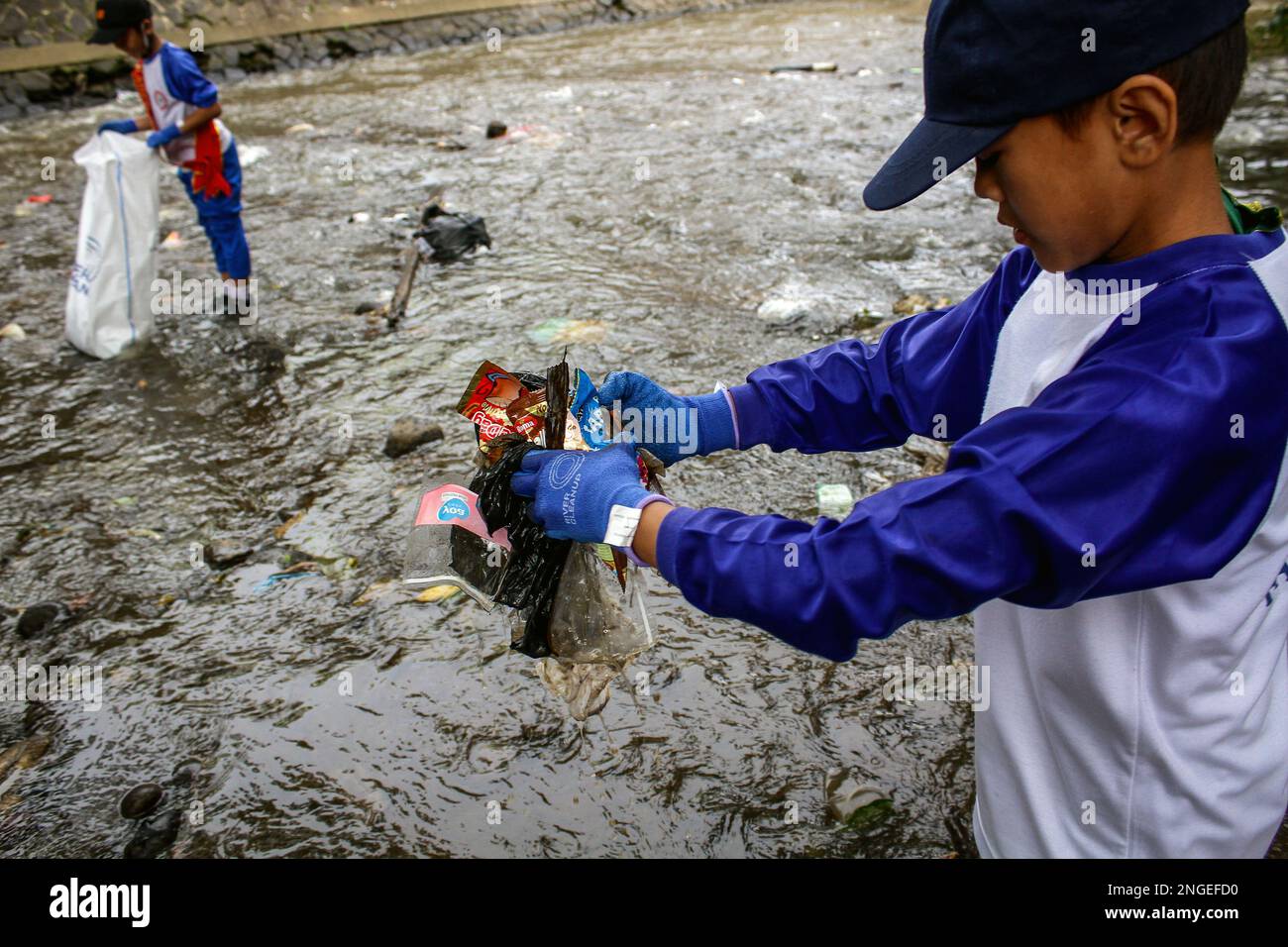 Bandung, West Java, Indonesia. 18th Feb, 2023. Members of River Clean ...