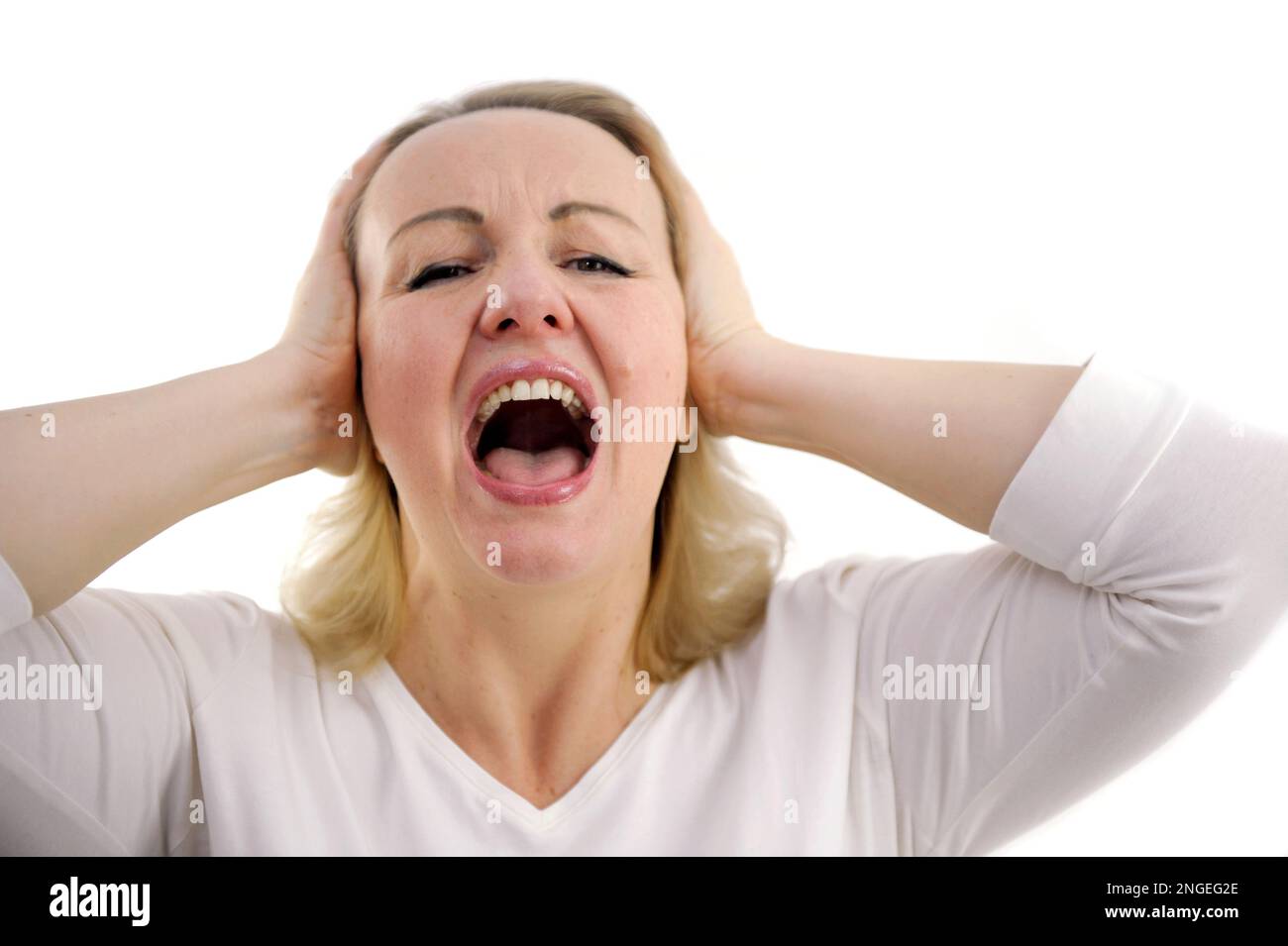 Women covering mouth eyes ears hi-res stock photography and images - Alamy