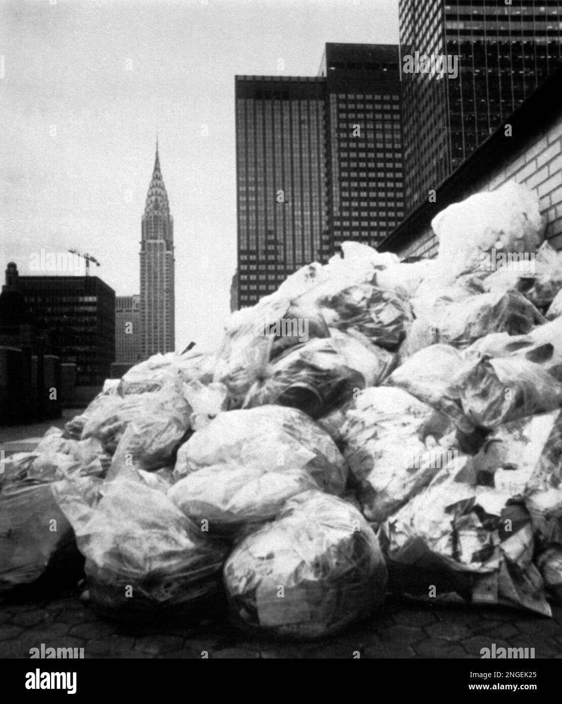 Garbage piles up the roof of New York's Waldorf Astoria hotel during a ...