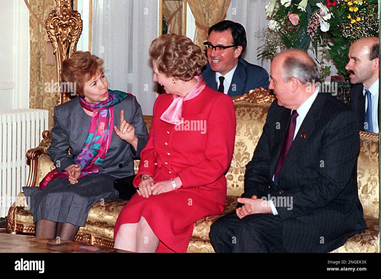 Raisa Gorbachev, left, wife of Soviet President Mikhail Gorbachev ...