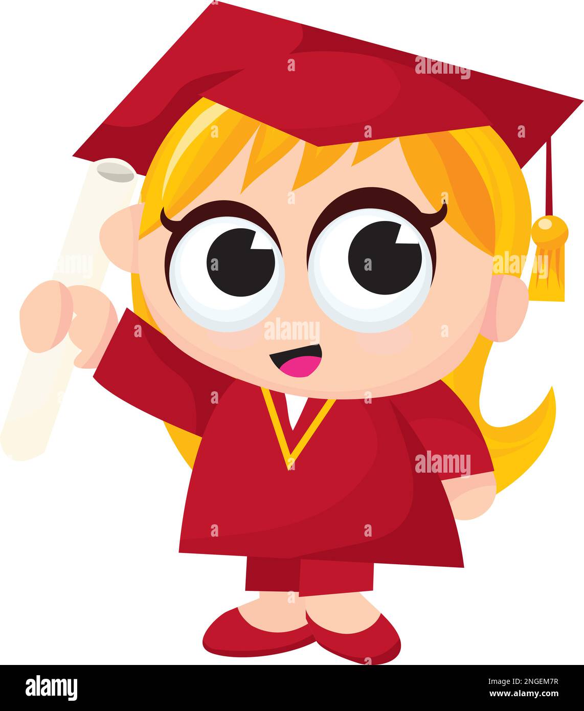 A cartoon vector illustration of a cute blonde graduate girl Stock ...
