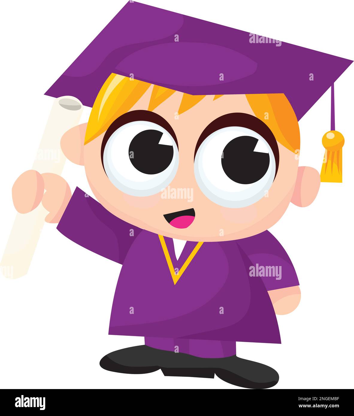 A cartoon vector illustration of a cute blonde male graduate Stock ...