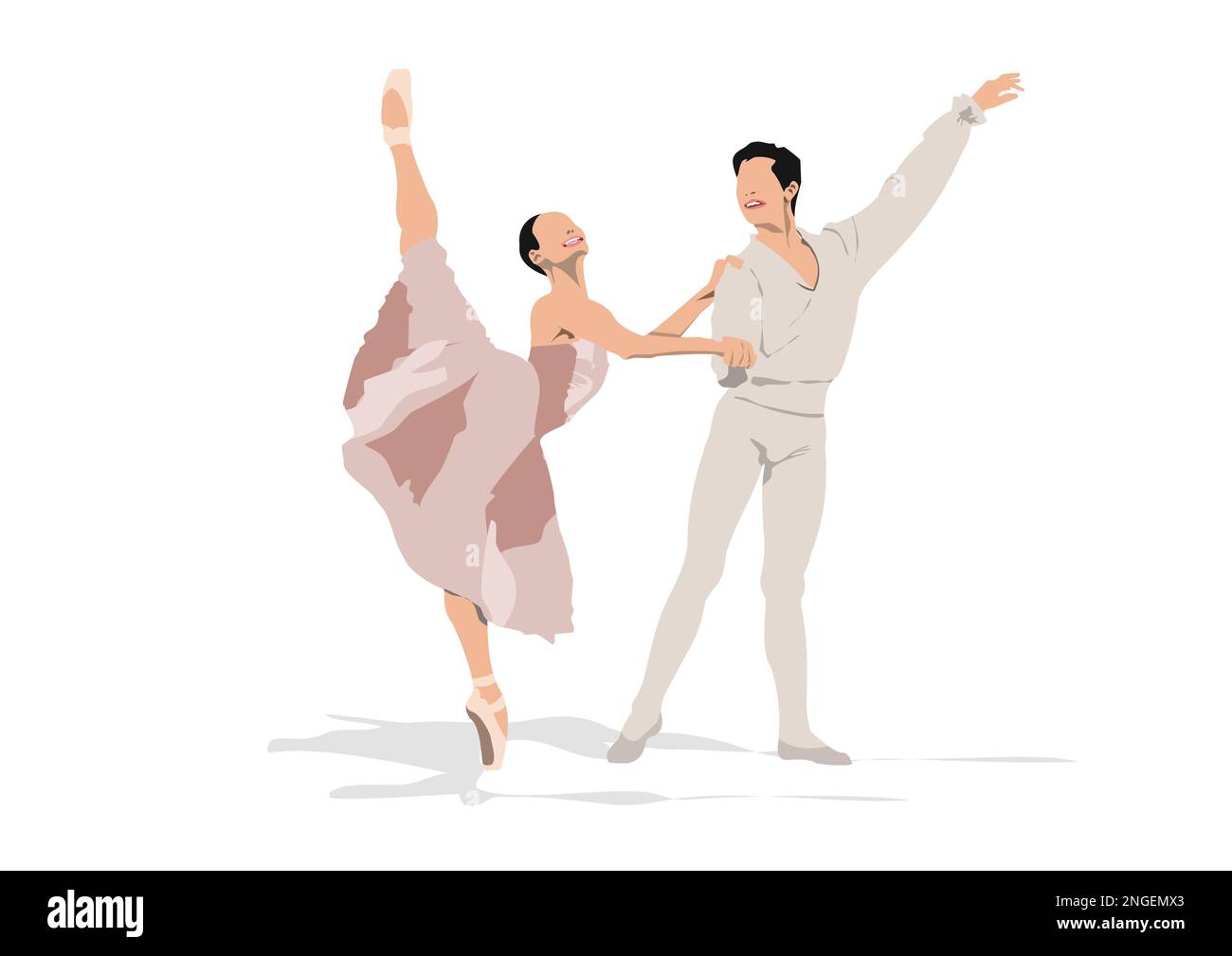 Composition from silhouettes of dancers in ballet poses. Color Vector ...