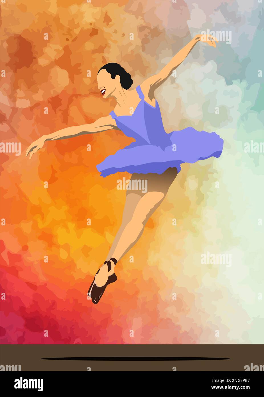 Composition From Silhouettes Of Dancers In Ballet Poses Color Vector