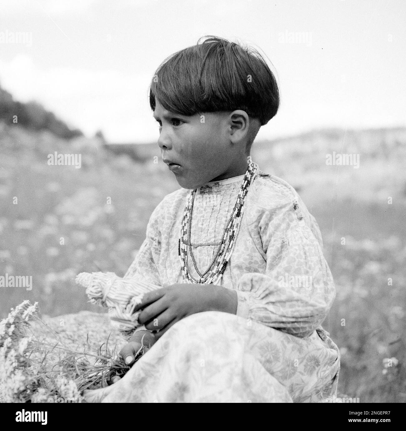 A six-year-old Mexican girl, Martha Nava, of the Tarahumara Indians, is ...